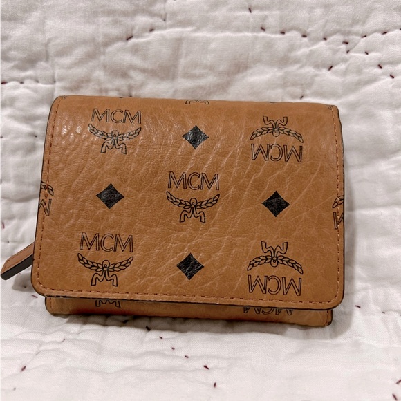 MCM | Bags | Authentic Mcm Cognac Small Trifold Wallet | Poshmark